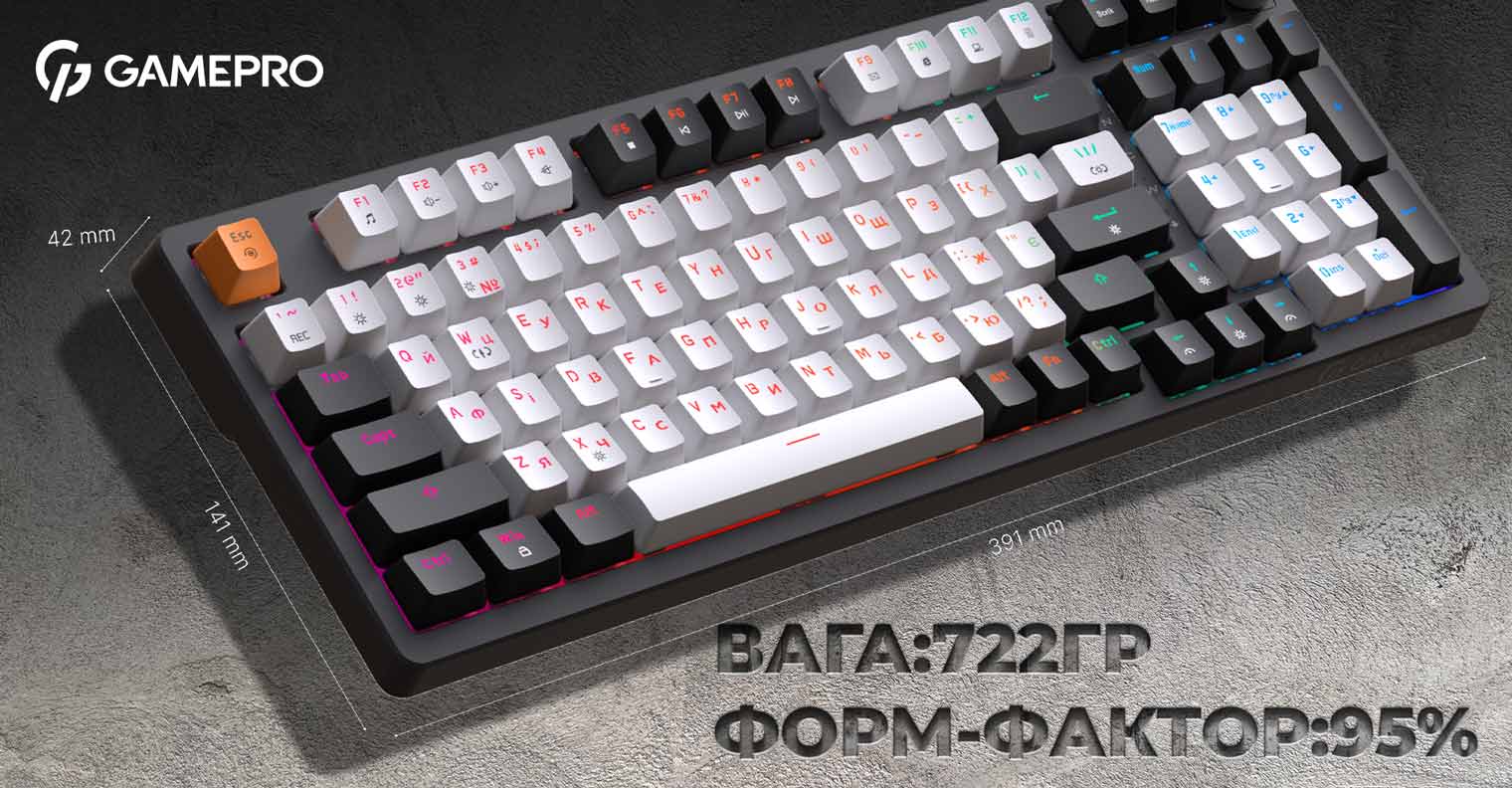 Клавіатура механічна дротова GamePro MK170B Hot-Swap Red Swich 95% RGB ...