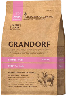 Сухий корм для цуценят від 3 тижнів Grandorf Puppy Lamb & Turkey з ...