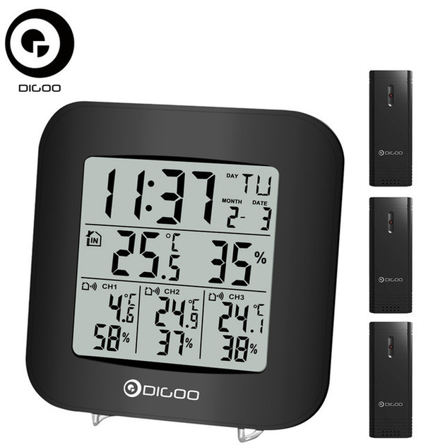 Digoo DG-TH3330 беспроводная метеостанция с 3 внешними датчиками Digoo ...