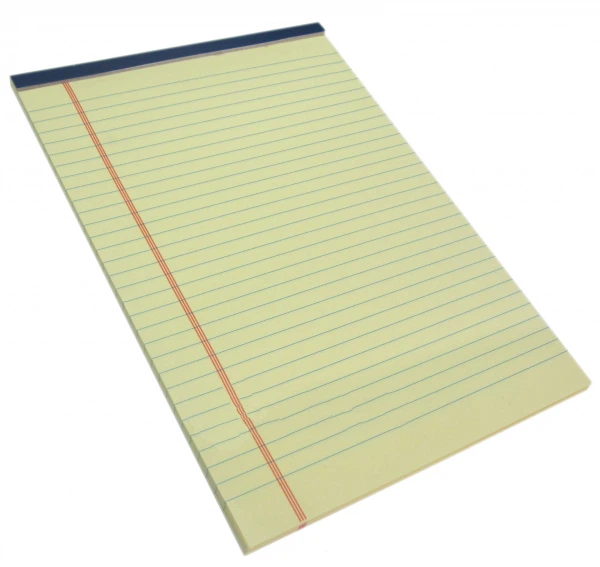 Блокнот Legal pad, стандарт, А4 желтый с синей окантовкой, 50 листов ...