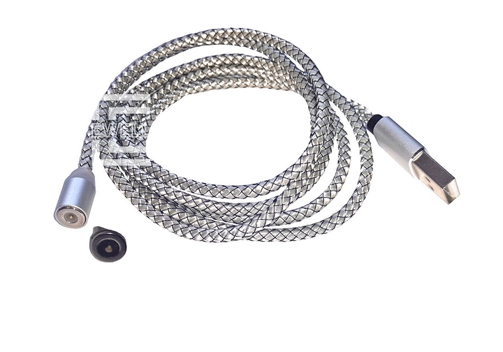 Магнитный кабель Ewell microUSB2.0 - USB 2.1A 1 м в серебристой оплетке ...