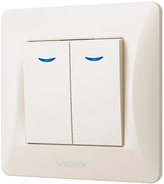 2-клавишный выключатель VIDEX Binera с подсветкой Кремовый (VF-BNSW2L-CR) – фото, отзывы ...