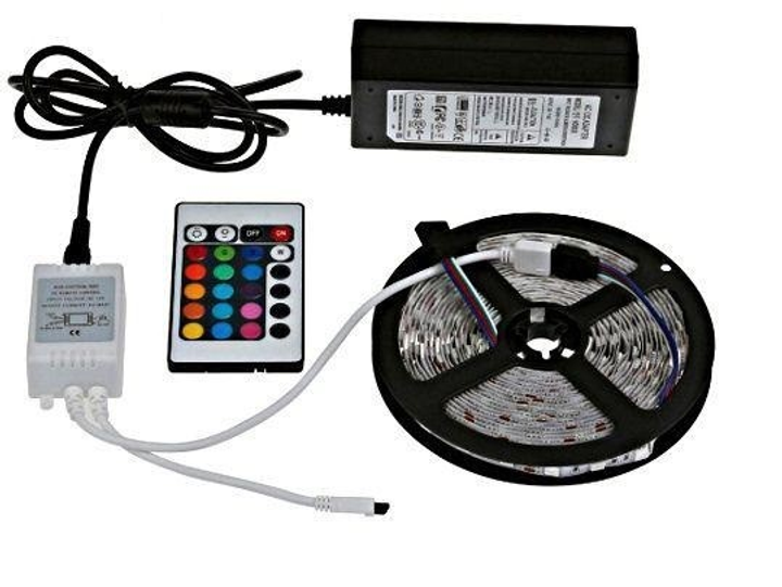 Светодиодная лента RGB 5м влагозащищенная с контроллером, пультом и ...