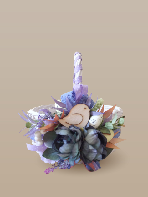 Корзина из лозы пасхальная с декором Sky Flowers 19х12х9 см от продавца ...