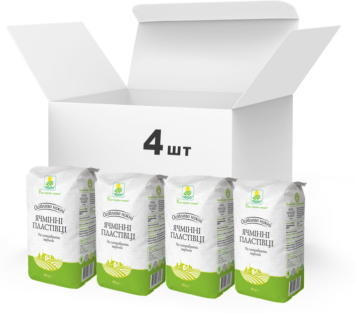 Упаковка Хлопья ячменные резаные Терра быстрого приготовления 4 x 0.5 ...