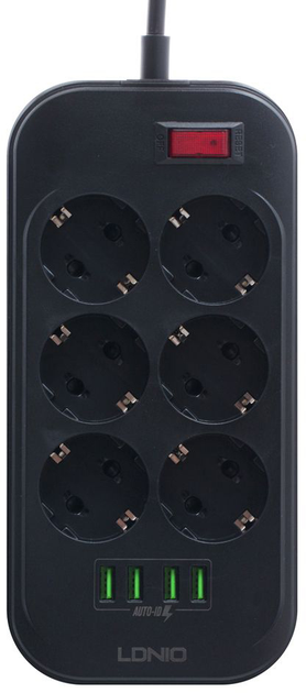 Сетевой фильтр-удлинитель LDNIO SE6403 6 розеток/4 USB 2 м Black ...