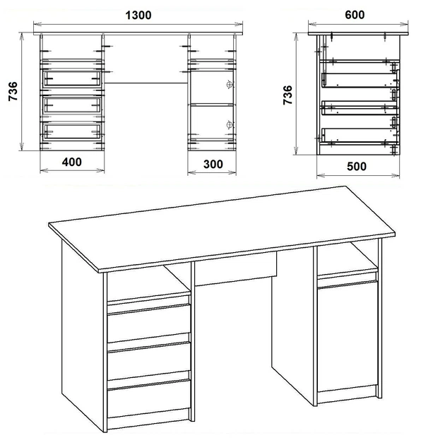 Стіл письмовий Декан 2 Компаніт німфея альба купити онлайн на Rozetka