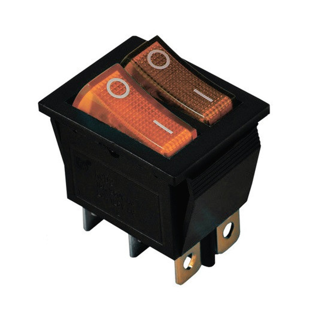 Переключатель KCD2-2101N Y+Y/B 220V 2 клав. желтый + желтый с ...