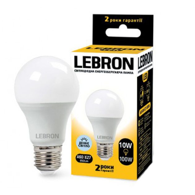 Лампочка светодиодная Lebron L-A60 Е27, 10W LED, 900Lm, 4100К (4430 ...