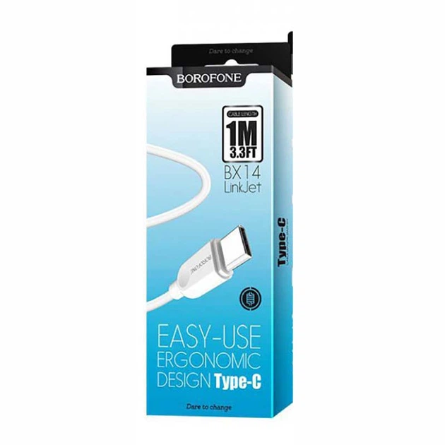 Кабель USB BOROFONE BX14 LinkJet Type-C (2.4A) (1M) Білий – фото ...