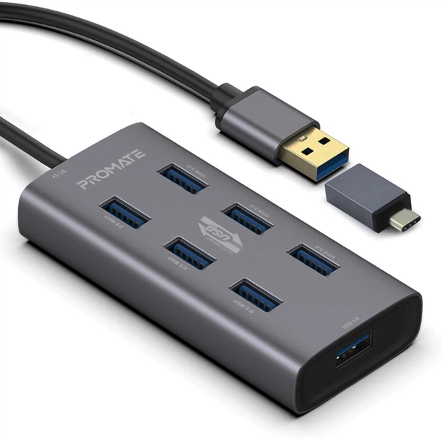USB-хаб Promate EzHub-7 7xUSB 3.0 Grey (ezhub-7.grey) – фото, отзывы, характеристики в интернет ...