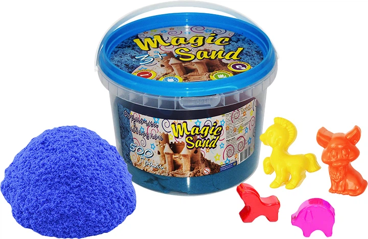 Кінетичний пісок Strateg Magic sand Блакитний + 4 формочки 0.5 кг (371 ...