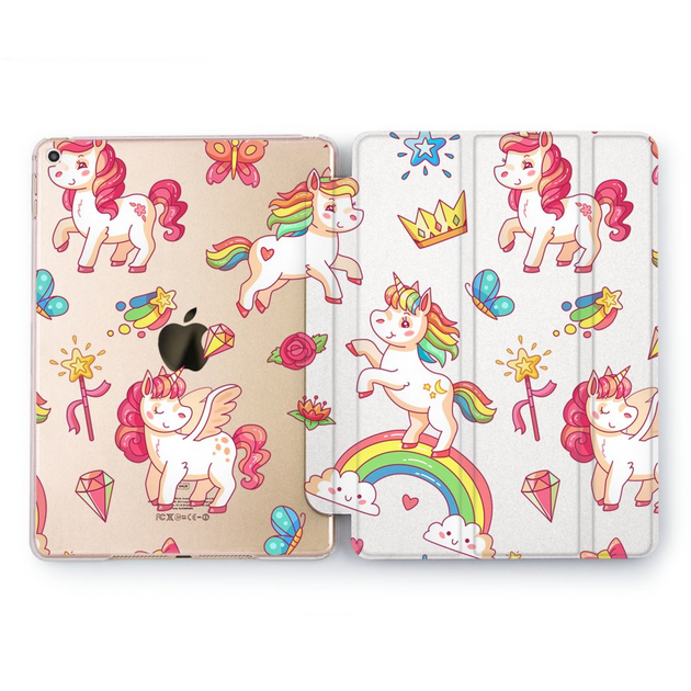 Чехол книжка, обложка для Apple iPad (Радужный единорог) модели Air 9.7 ...