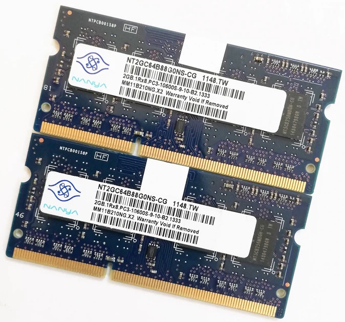 Пара оперативной памяти для ноутбука Nanya DDR3 4Gb (2Gb+2Gb) 1333MHz 10600s 1R8 CL9 ...