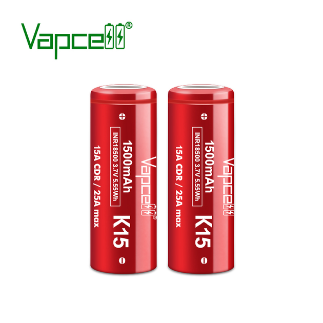 Аккумулятор 18500 литий-ионный (Li-Ion) Vapcell K15, 1500mAh, 15A, 4.2 ...
