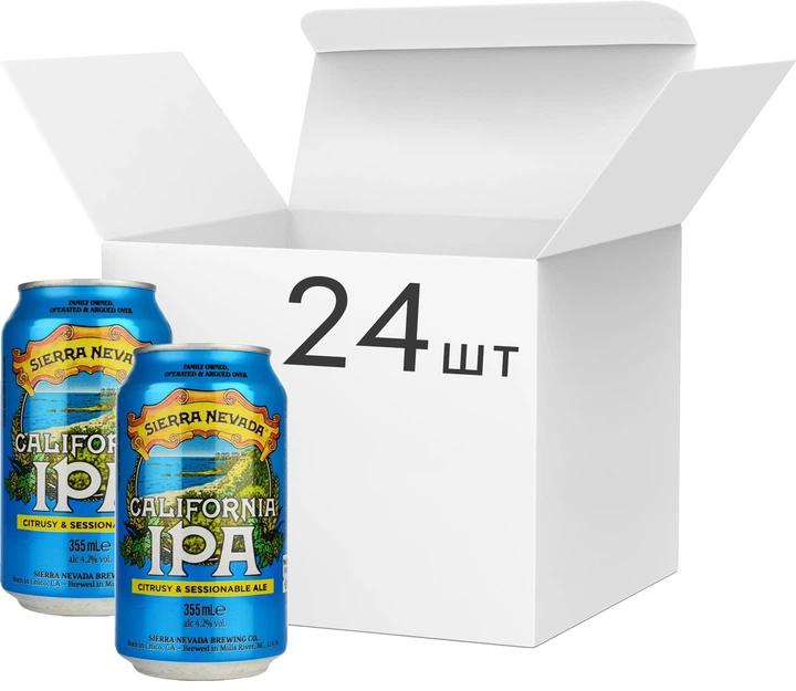 Упаковка пива Sierra Nevada California IPA світле фільтроване 4.2% 0. ...