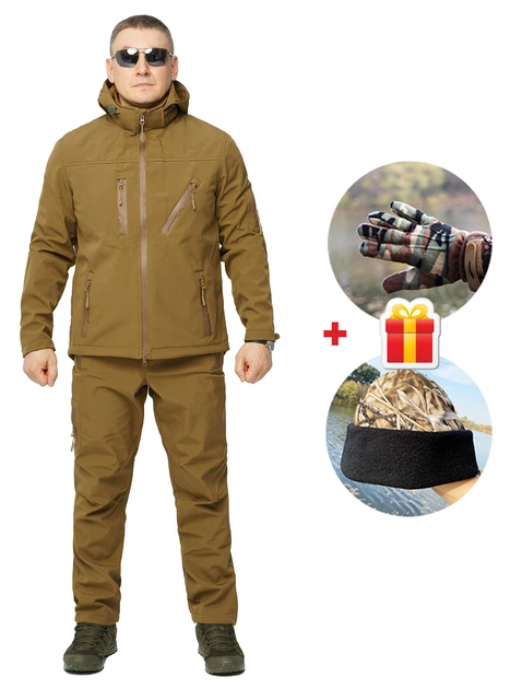 Костюм для рыбалки и охоты «Mavens SoftShell», непромокаемый, койот, размер 54 – Брендовая ...