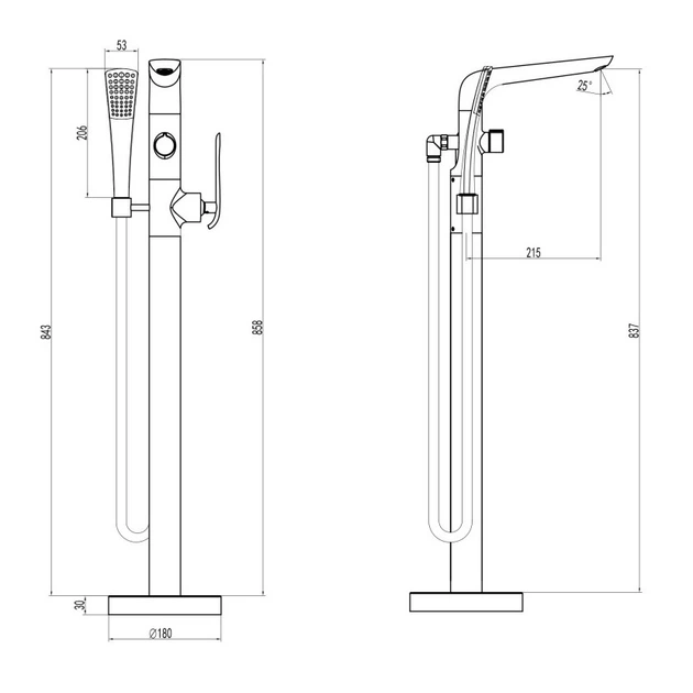 Змішувач для ванни підлоговий Devit Katarina (колір - хром/білий) (37561148W) – фото, відгуки ...