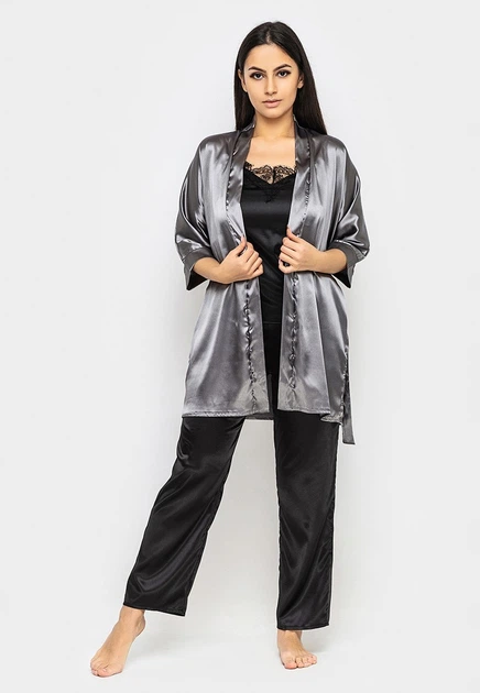 Комплект Ghazel Силена 46 Серый халат и черный комплект (17111-23) от ...
