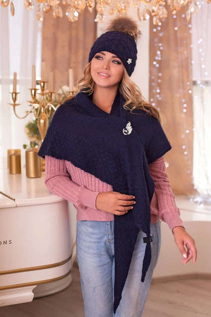 Комплект «Жасмин» (шапка и бактус) Braxton джинсовый 56-59 – Стильные ...