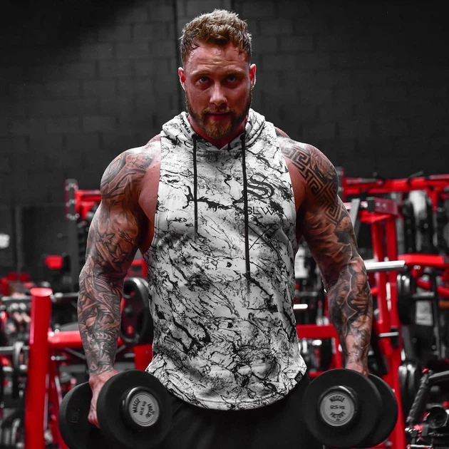 Безрукавка мужская майка с капюшоном Strong Lift Wear М черно-белая – в ...