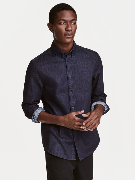 Джинсовая рубашка H&M XAZ049993OVKH XL Темно-синяя (2000000887913) – в ...