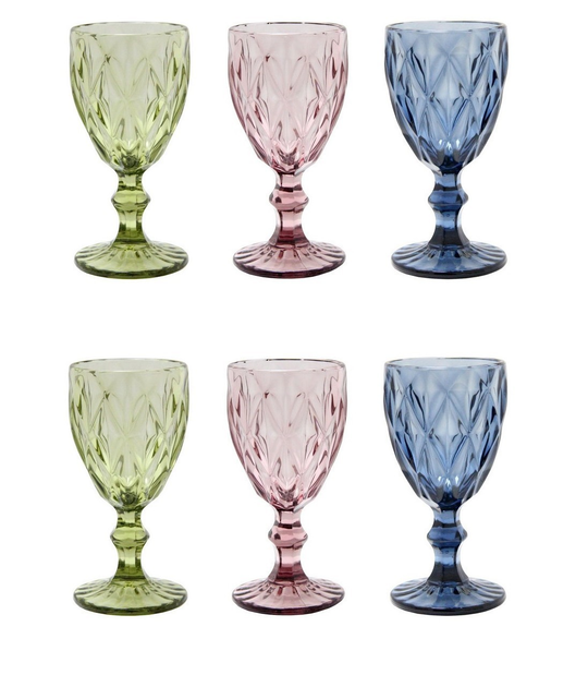 Набор бокалов для вина из цветного стекла Glassware 6 шт 300 мл Микс ...