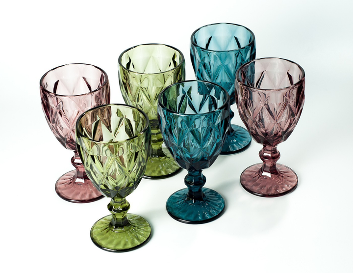 Набор бокалов для вина из цветного стекла Glassware 6 шт 300 мл Микс ...
