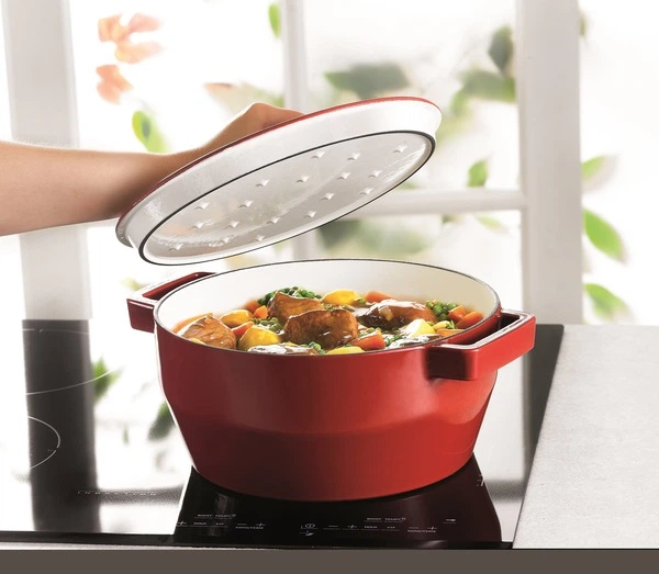 Кастрюля гусятниця PYREX Slow Cook чугунна червона 6.3 л, 28 см ...