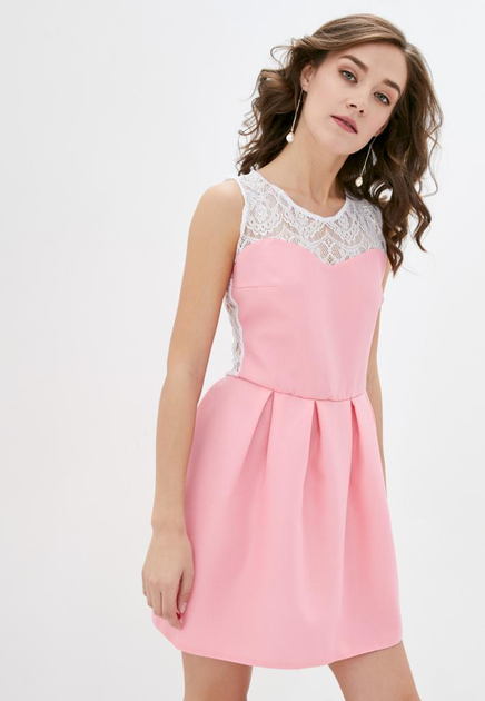 Женское коктейльное мини-платье с гипюром Подіум 21353-ROSE XL Розовый ...
