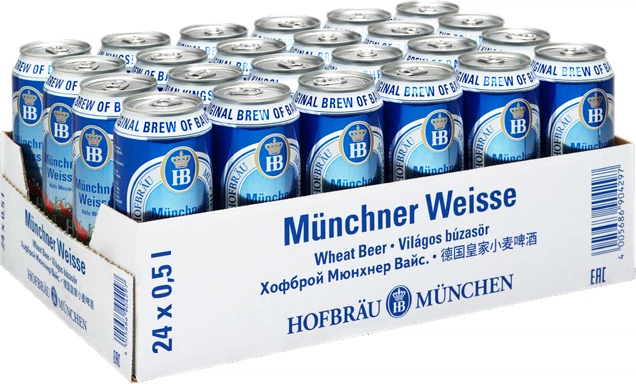 Упаковка пива Hofbrau Münchner Weissbier светлое нефильтрованное 5.1% 0 ...