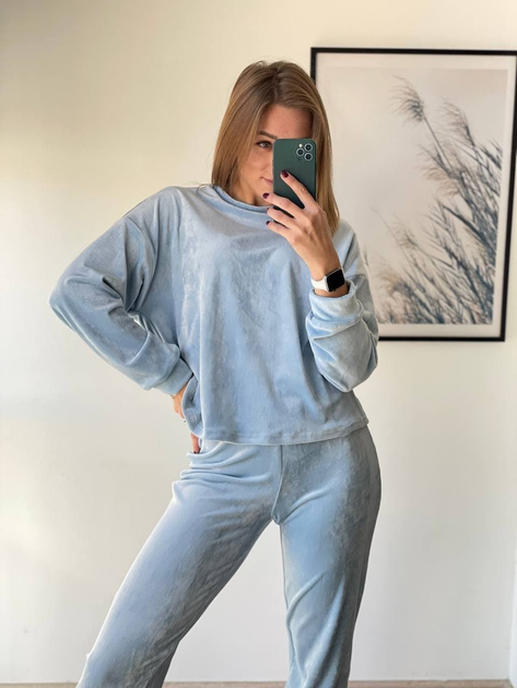 Пижама женская велюровая (кофта+штаны) Karen L Голубая от продавца ...