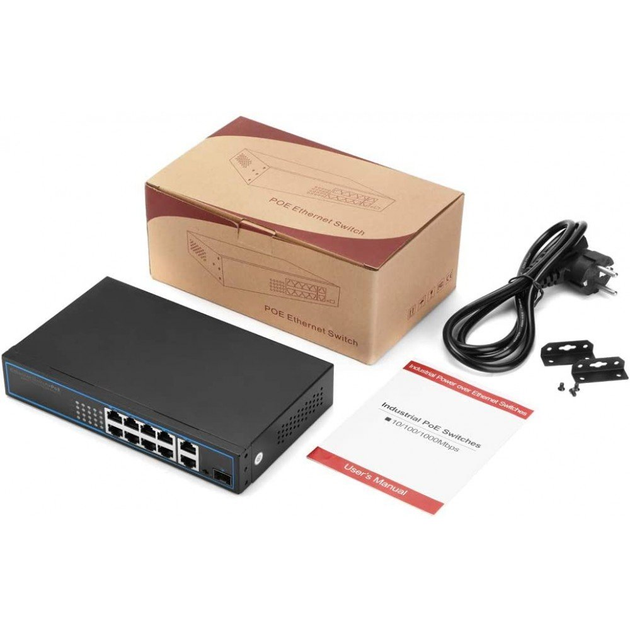 Коммутатор POE SWITCH CT-G10803EXPOE-BP120 На 8+3 Порта Ethernet Switch ...