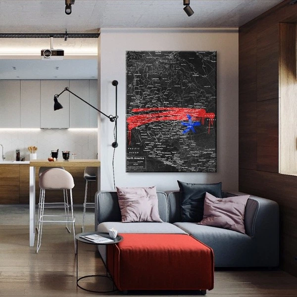 Картина на холсте Путешествия USA Map Black 45х60 см. – фото, отзывы ...