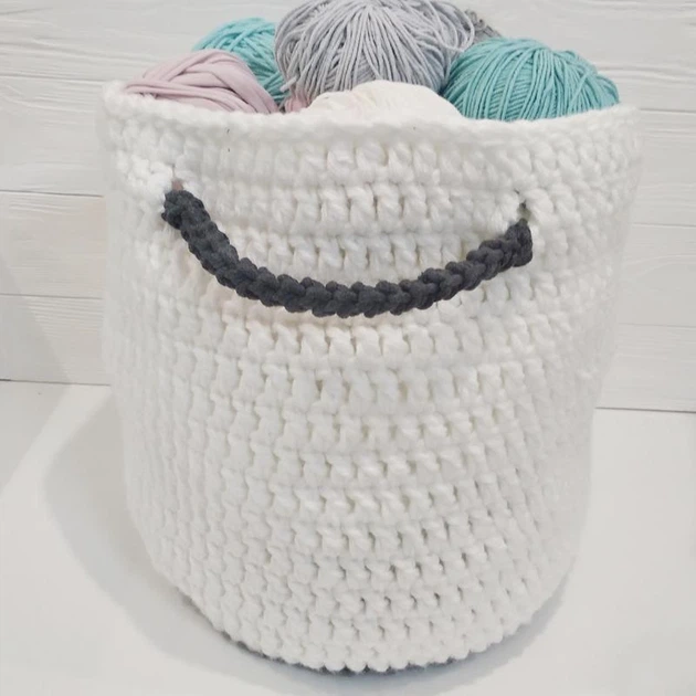 Вязаная корзина для белья корзинка для хранения вещей игрушек из трикотажной нити ручной работы
