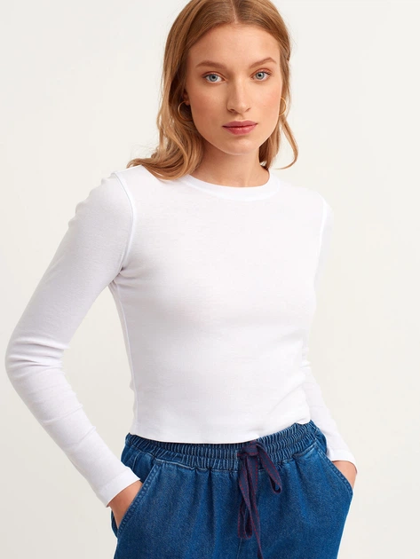 Лонгслив длинный женский Oxxo Ox Ribzunkol 13 S Белый 8681613526631 в интернет магазине