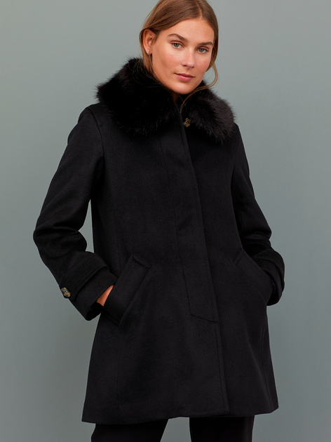 Пальто осеннее женское H&M 0761360-0 46 Черное (СА2000001418932) – в ...
