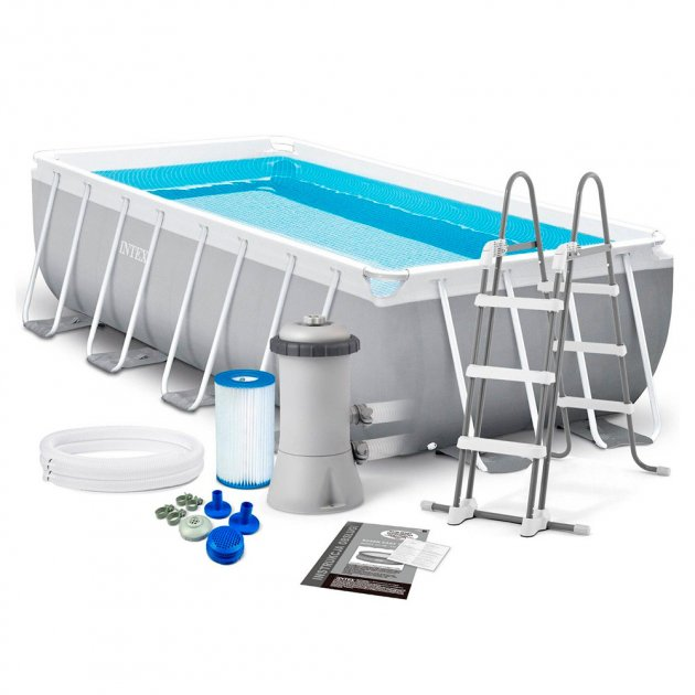Бассейн каркасный прямоугольный Prism Frame Pool с лестницей и фильтр ...