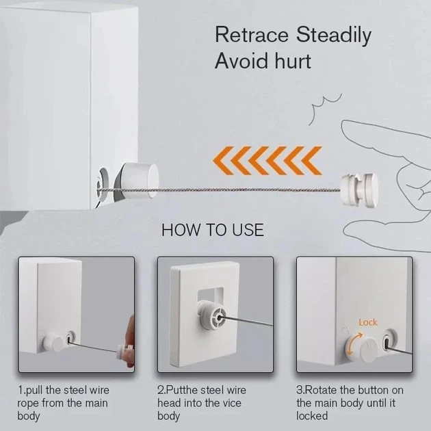 Сушарка для одягу Japanese clothesline, Біла настінна автоматична сушка ...