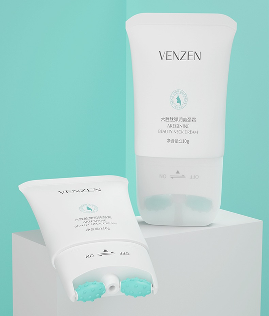 Подтягивающий крем для шеи с массажером VENZEN Areginine Beauty Nech ...