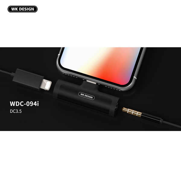 Audio адаптер WK WDC-094i Wolim 2-in-1 Lightning(F) to 3.5mm Jack(F ...