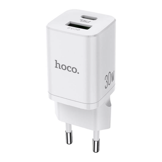 Сетевое зарядное устройство HOCO N13 |1USB/1Type-C, QC3.0/PD, 30W, 3A| адаптер с быстрой ...