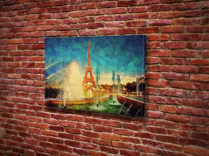 Настінний декор картина для інтерєру у вітальню спальні Вінтаж Ейфелева вежа 80x54 см 834