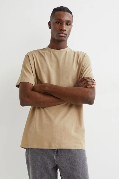 Футболка H&M Essentials №7 Regular Fit М бежевый 0685816129 – Брендовая одежда | ROZETKA