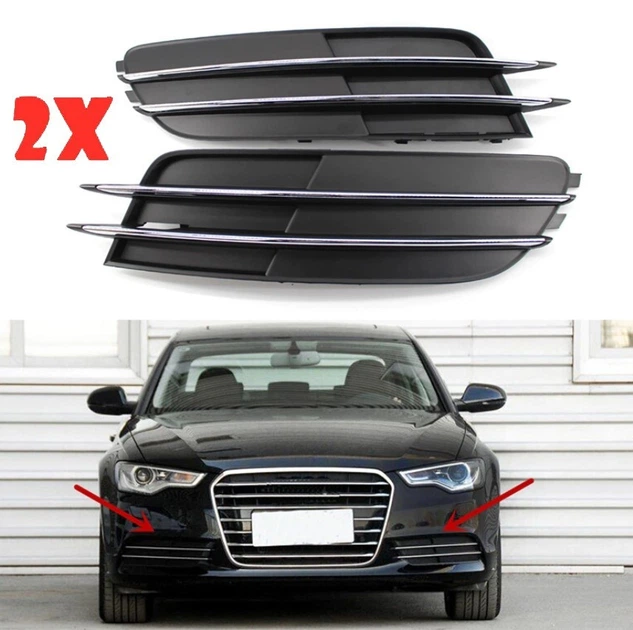 Решетка, заглушка бампера хром правая + левая 2шт для Аudi А6 c7 2011 ...