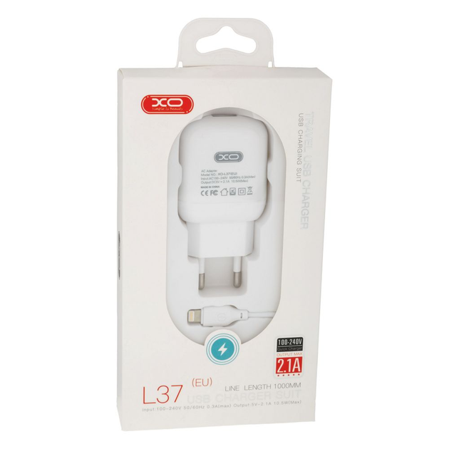 Сетевое Зарядное Устройство XO L37 Lightning Цвет Белый – фото, отзывы ...