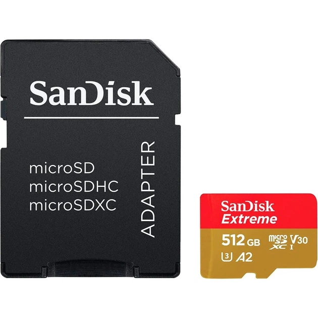 Карта пам'яті SanDisk microSDXC SanDisk Extreme Action 512GB Class 10 V30 W-90MB/s R-160MB/s +SD ...