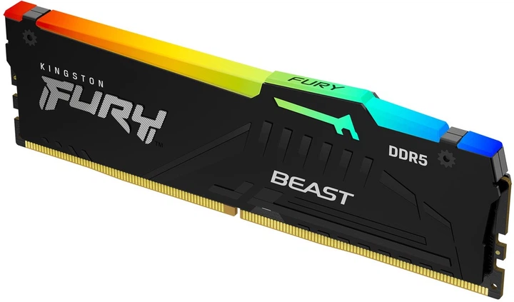 Оперативная память Kingston FURY DDR5-4800 16384MB PC5-38400 Beast RGB Black (KF548C38BBA-16 ...