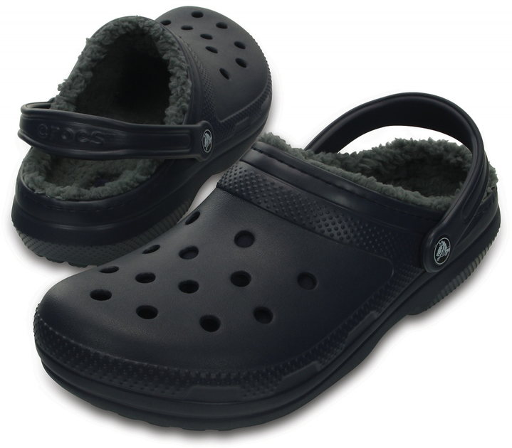 Женские сабо с мехом CROCS Classic Lined Clog 41 Синий/серый 203591 ...