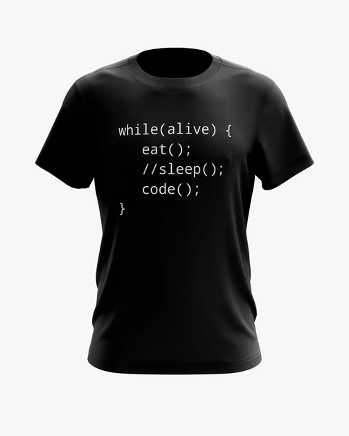 Футболка чоловіча з принтом While alive eat sleep code чорний L (TS-01 ...